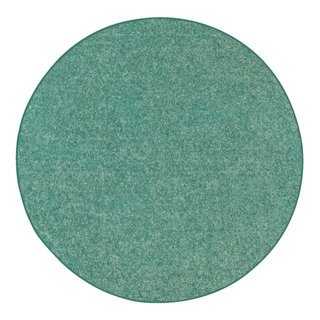 American Bright Solid Color Area Rugs, Teal, 18" x 18" Round (Set Of 12 ...
