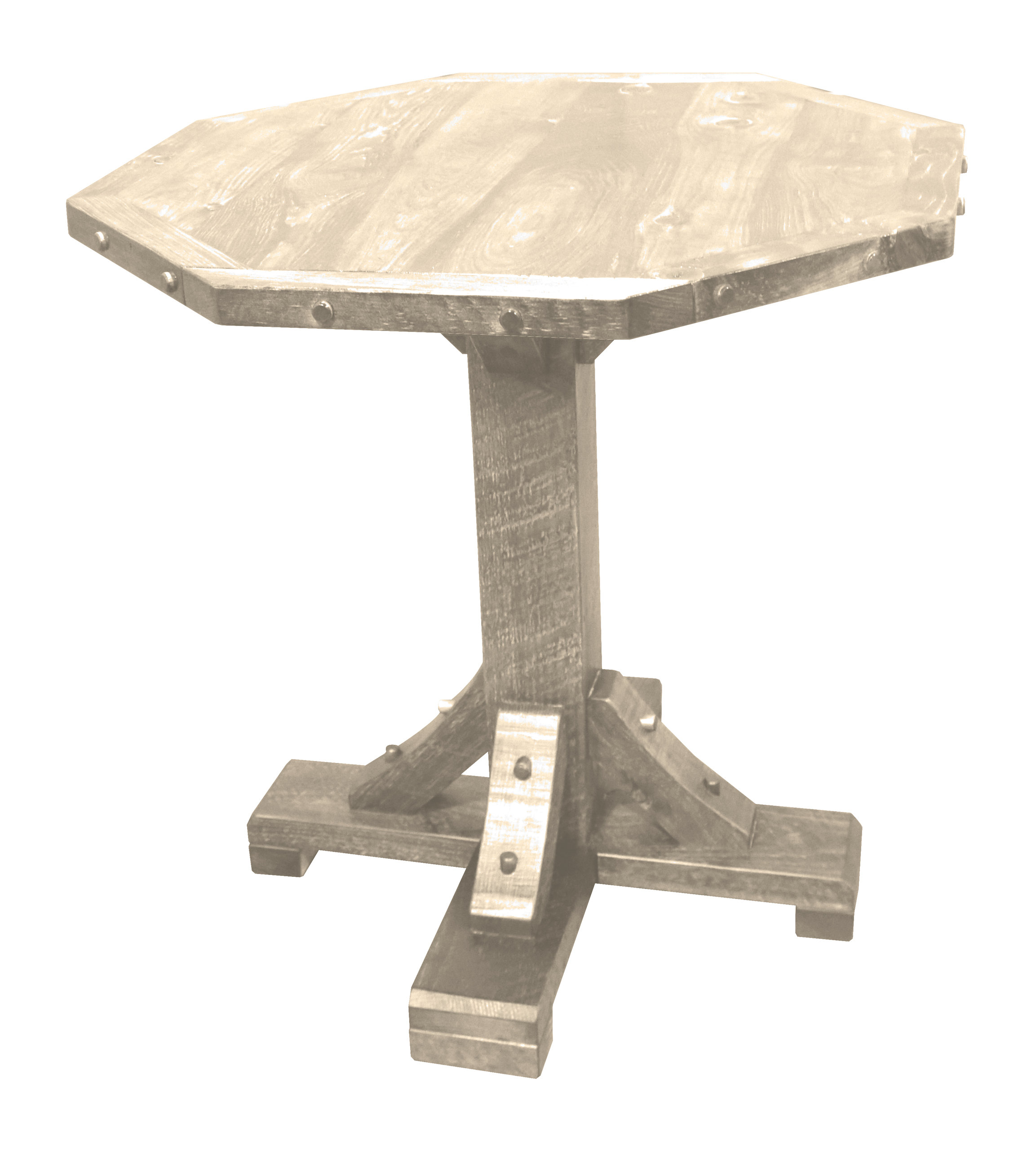 Rustic Barn Wood Style Timber Peg Octagon Pub Table, 36 Inch ...