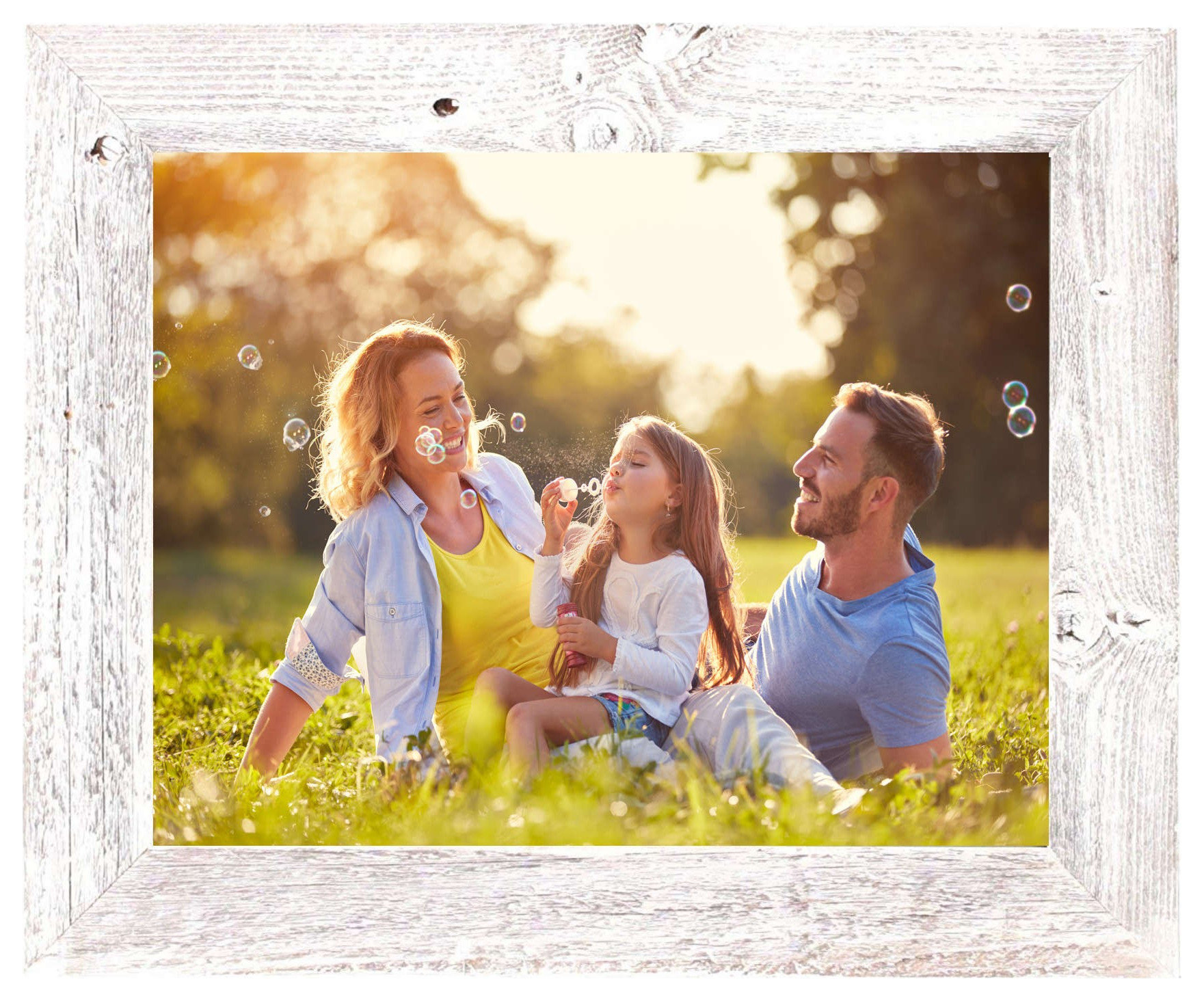 22" X 28" Rustic Farmhouse White Wash Wood Frame - Farmhouse - Picture ...