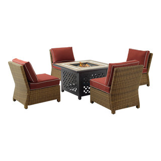 Bradenton 5-Piece Outdoor Conversation Set, Fire Table and 4 Armless ...
