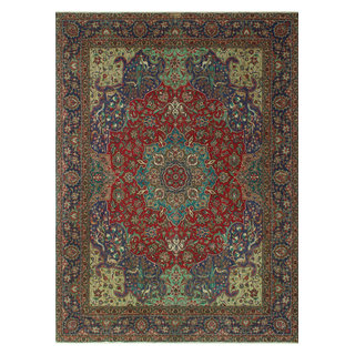 Fine Vintage Distressed Ahmed Red Rug, 9'2 x 12'4 - Traditional - Area ...