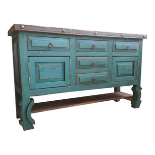 Don Bosco Rustic Turquoise Bathroom Vanity, 72"x20"x32" - Farmhouse ...