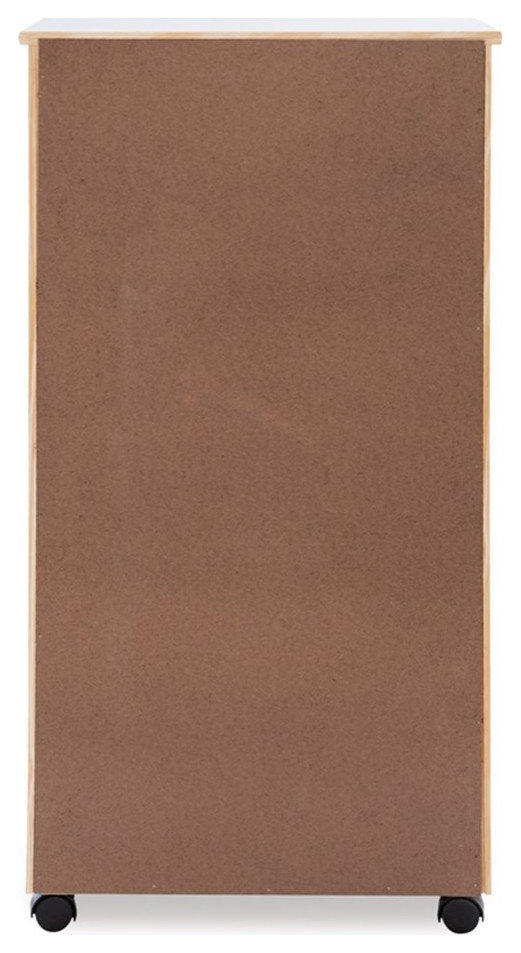 Pemberly Row 8-Drawer Transitional Wood Storage Cart in White Wash ...