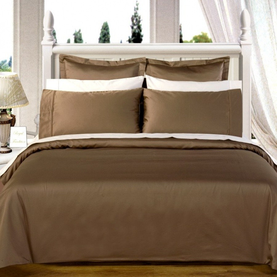 Taupe Full Microfiber 3-Piece Bed Duvet Set, Queen - Contemporary ...