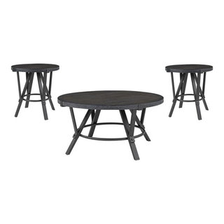 Lane Furniture Enzo 3-Piece Oak Veneer MDF Iron Occasional Set in ...