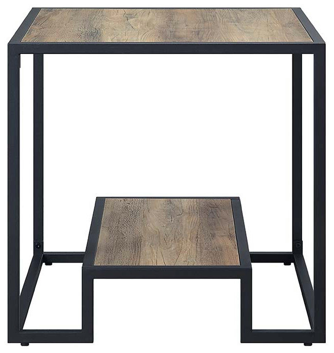 Acme Idella End Table Rustic Oak and Black Finish - Industrial - Side ...