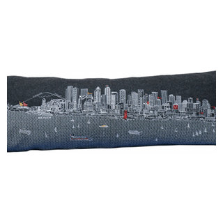 46" Black Seattle Nighttime Skyline Lumbar Decorative Pillow ...