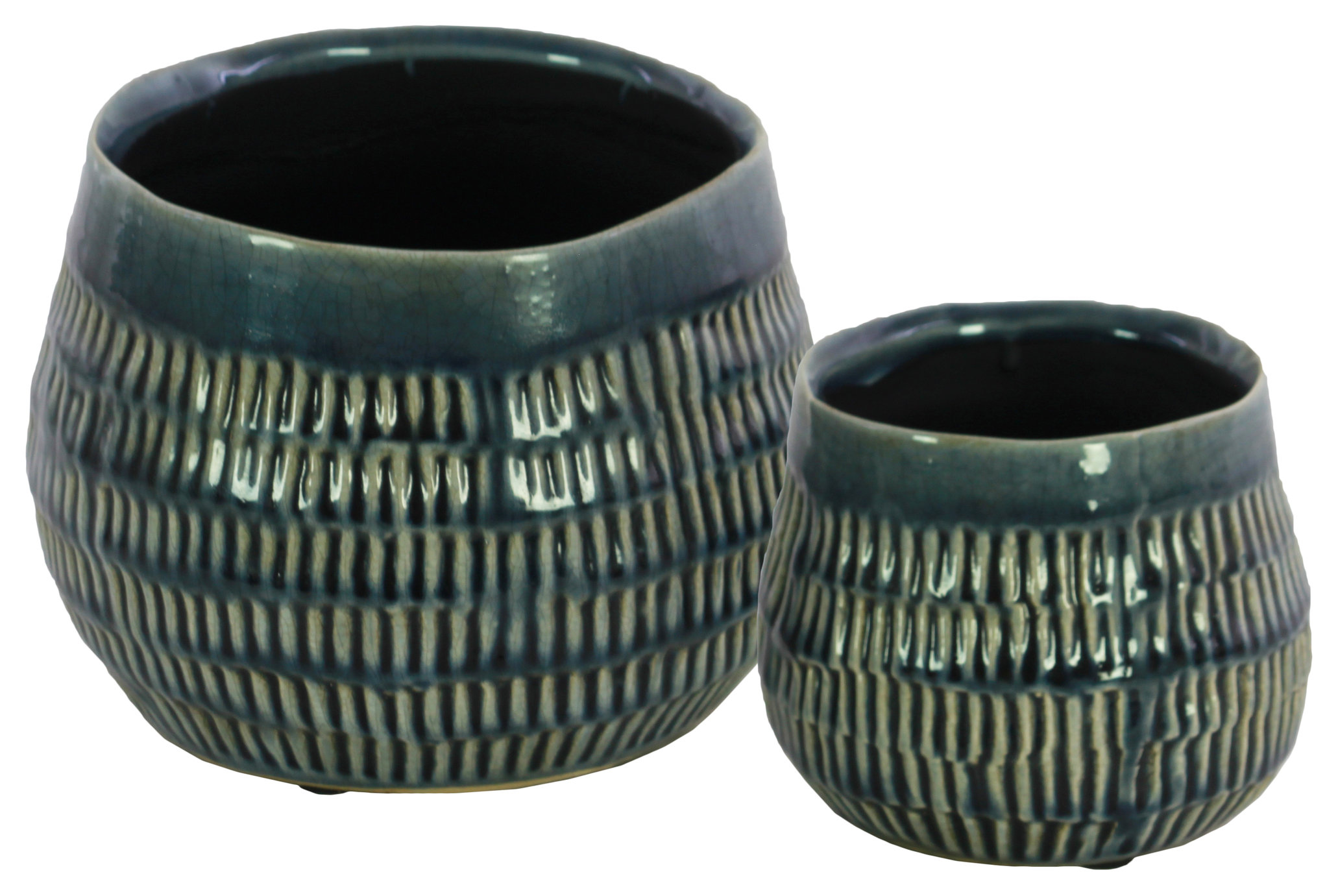 Round Vases, Embossed Rectangle Design Body, Tapered Bottom, 2-Piece ...