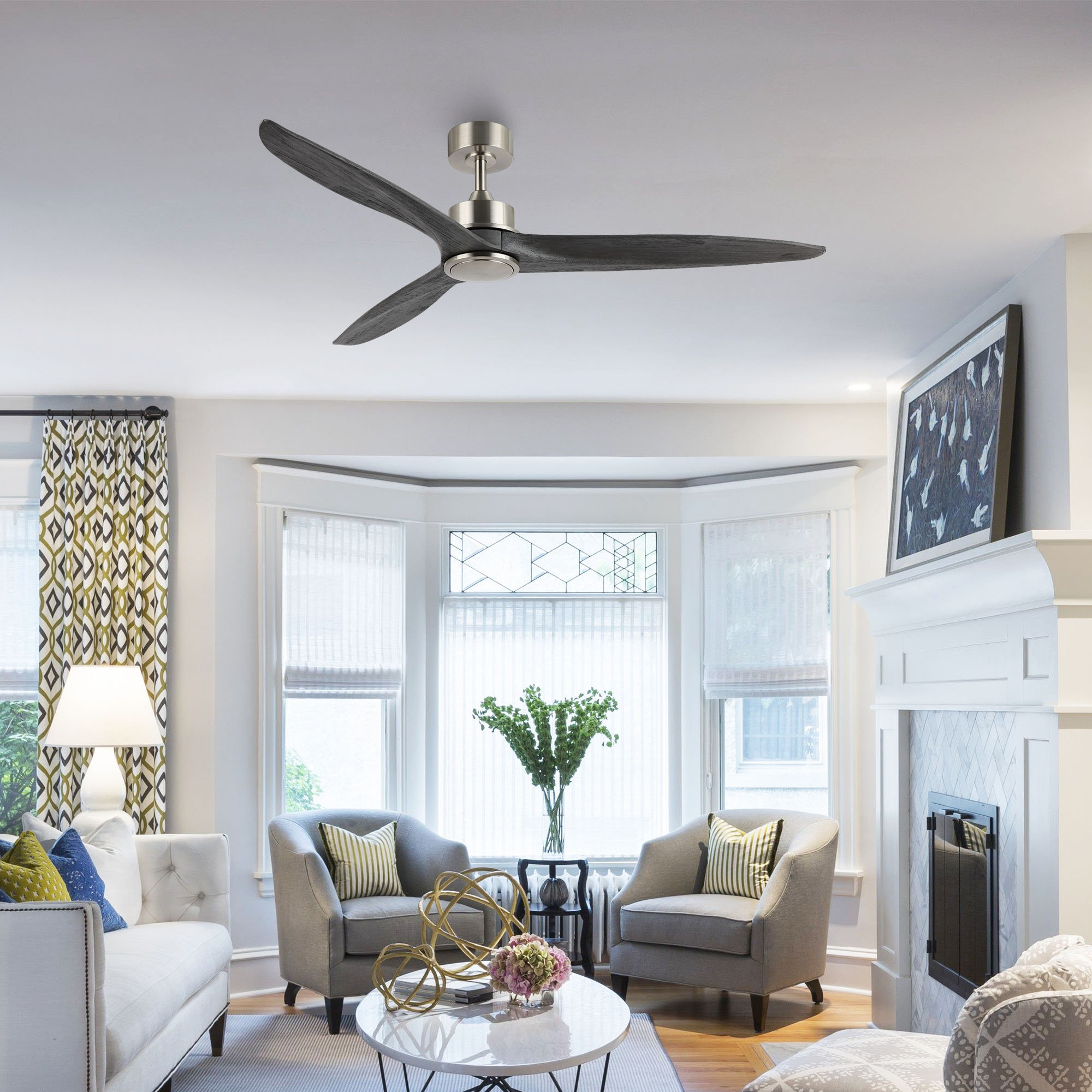 60" 3-Blade Reversible DC Motor Ceiling Fan With Remote - Transitional ...