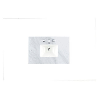 36" Single 3 Cm Top, Carrara White W/ Sink - Transitional - Vanity Tops ...
