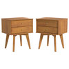Abby 2 Drawers Amber Walnut Nightstand (Set of 2) - Midcentury ...