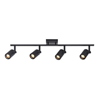Track Light with 4 Cylinder Spot Lights - Black - GU10 Base ...