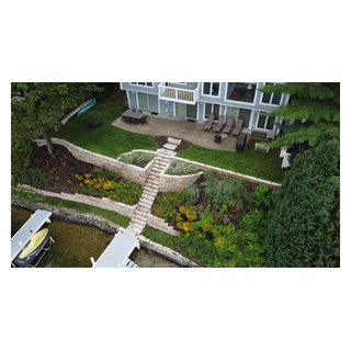 Lakefront Landscaping - Retaining Walls + Steps + Plants - Rustic ...