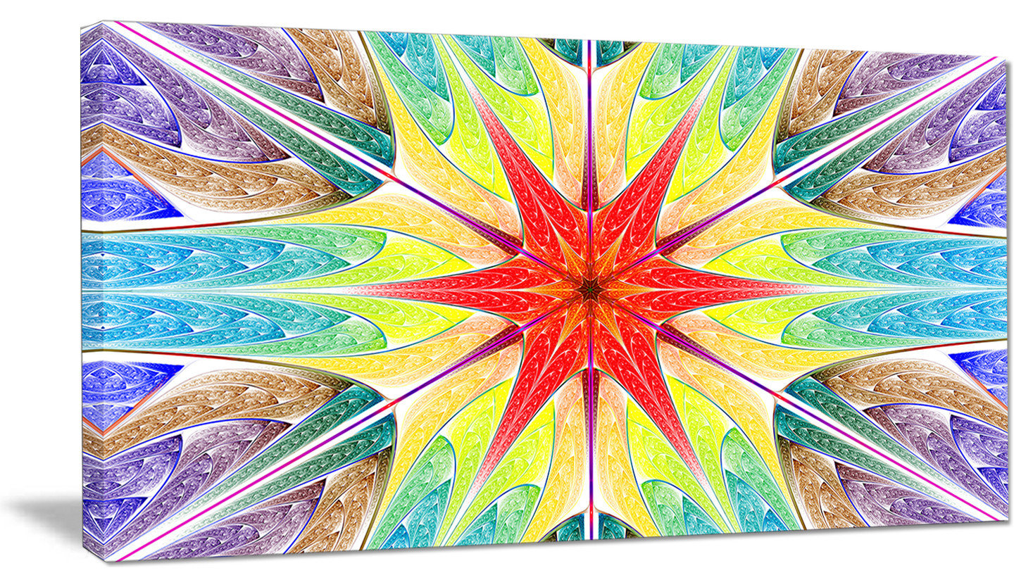 Beautiful Colorful Stained Glass, Abstract Wall Art Canvas, 32"x16"x1 ...