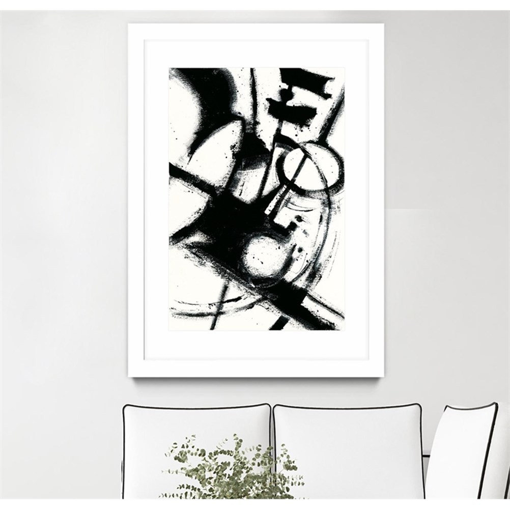 Giant Art 24x36 Expression Abstract II White Matted and Framed in White ...