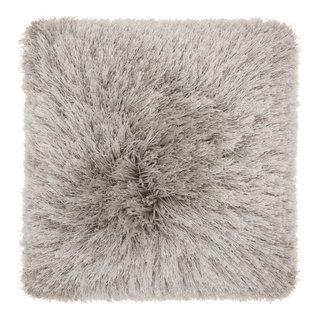 Mina Victory Shag Yarn Shimmer Shag 20" x 20" Light Grey Indoor Throw ...
