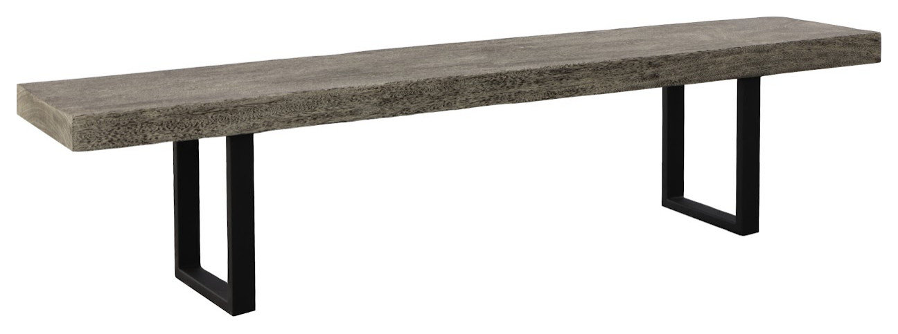 Origins Straight Edge Bench, Gray Stone, Satin Black Legs, 72x14x17"h ...
