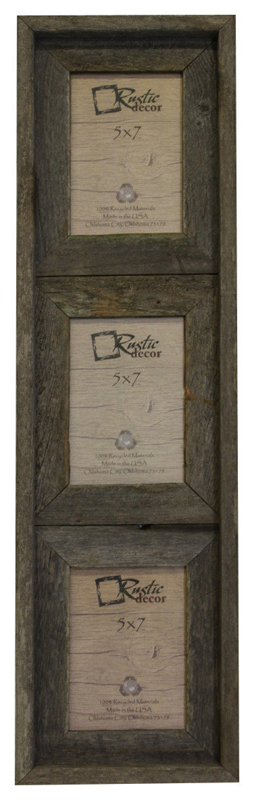 Barstow Reclaimed Rustic Barn Wood Vertical Collage Frame, 5"x7 ...