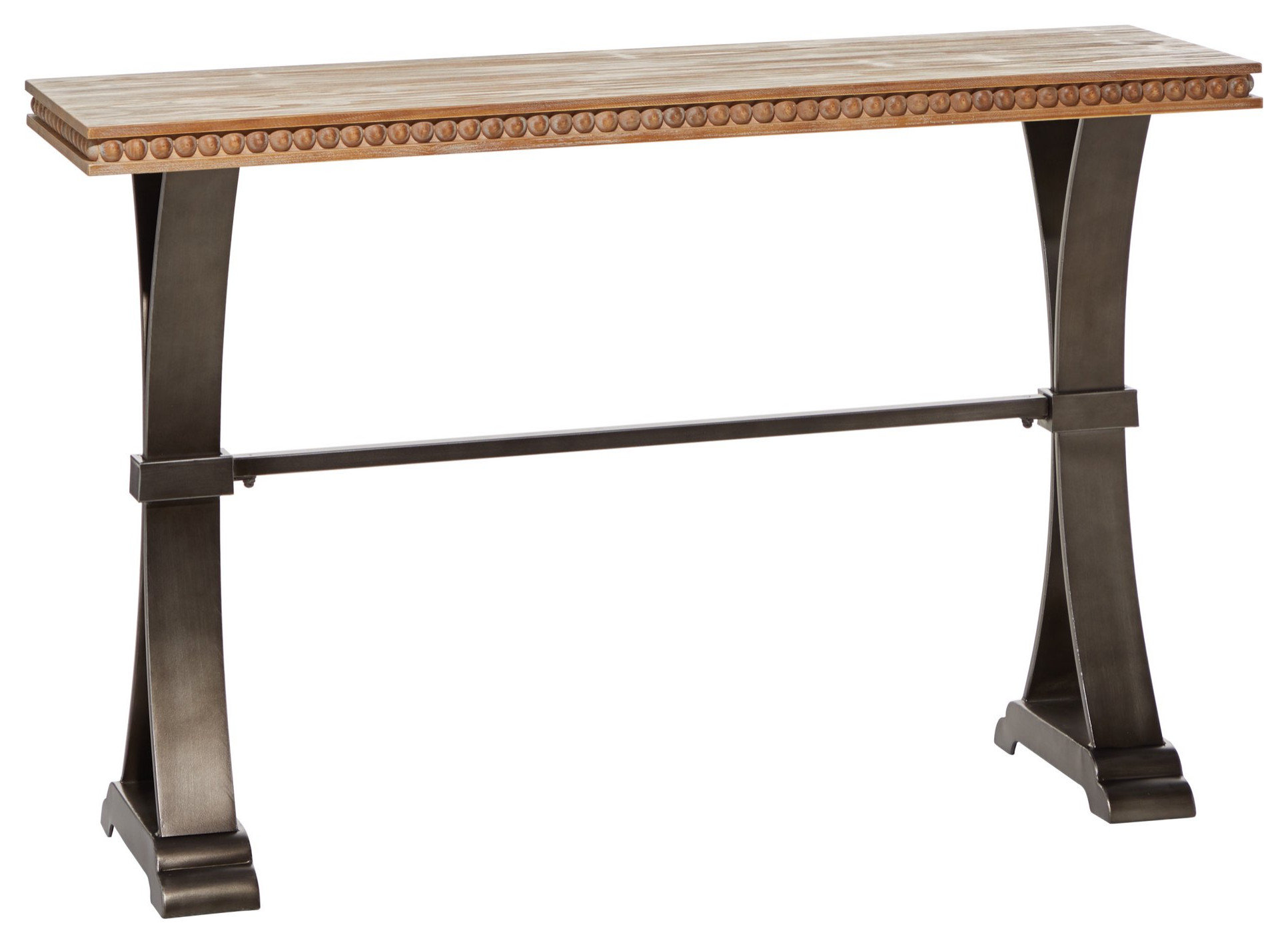 Unique Console Table, Crossed Metal Base & Natural Wood Top With ...