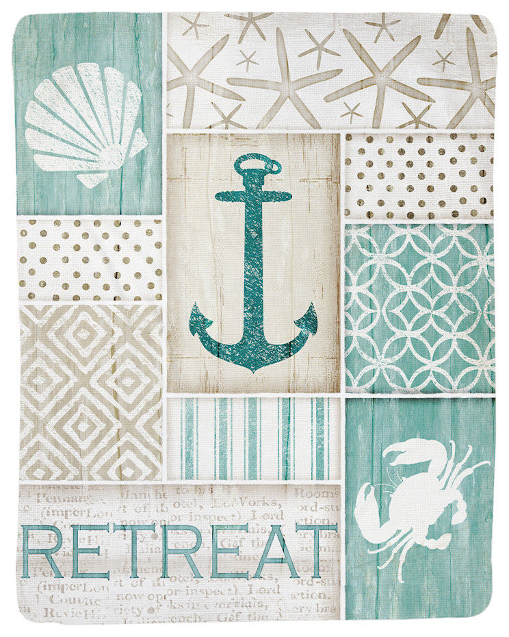 Laural Home Coastal Retreat Sherpa Throw Blanket, 50" X 60" - Beach ...