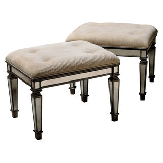 Celeste Mirrored Vanity Seat - Transitional - Vanity Stools And Benches ...