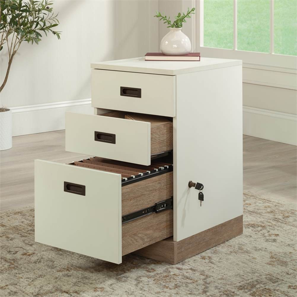 Sauder Dixon City Engineered Wood File Cart in Pebbled White Finish ...