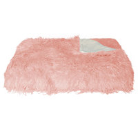 HomeRoots 50" x 70" x 2" Dusty Rose Sheepskin Faux Fur Throw ...