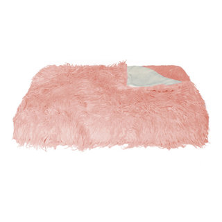 HomeRoots 50" x 70" x 2" Dusty Rose Sheepskin Faux Fur Throw ...