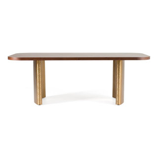 Modrest Marjorie, Modern Walnut/Brushed Gold Rectangular Dining Table ...