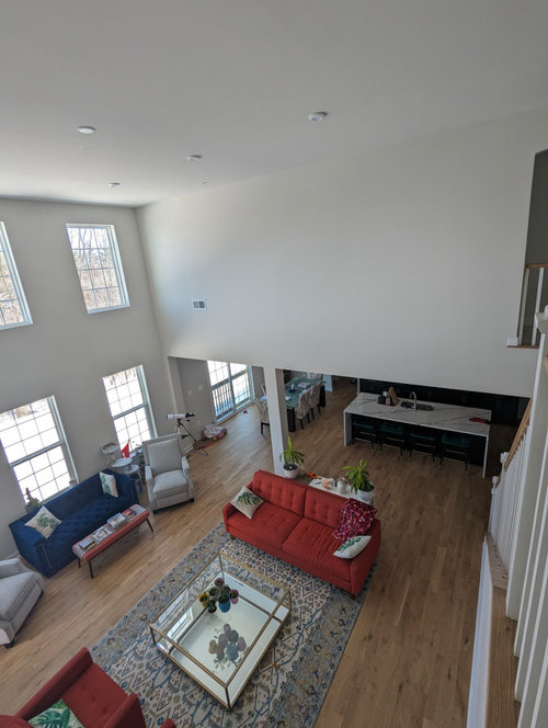 Ideas for our large bare living room walls, high ceilings | Houzz Forum