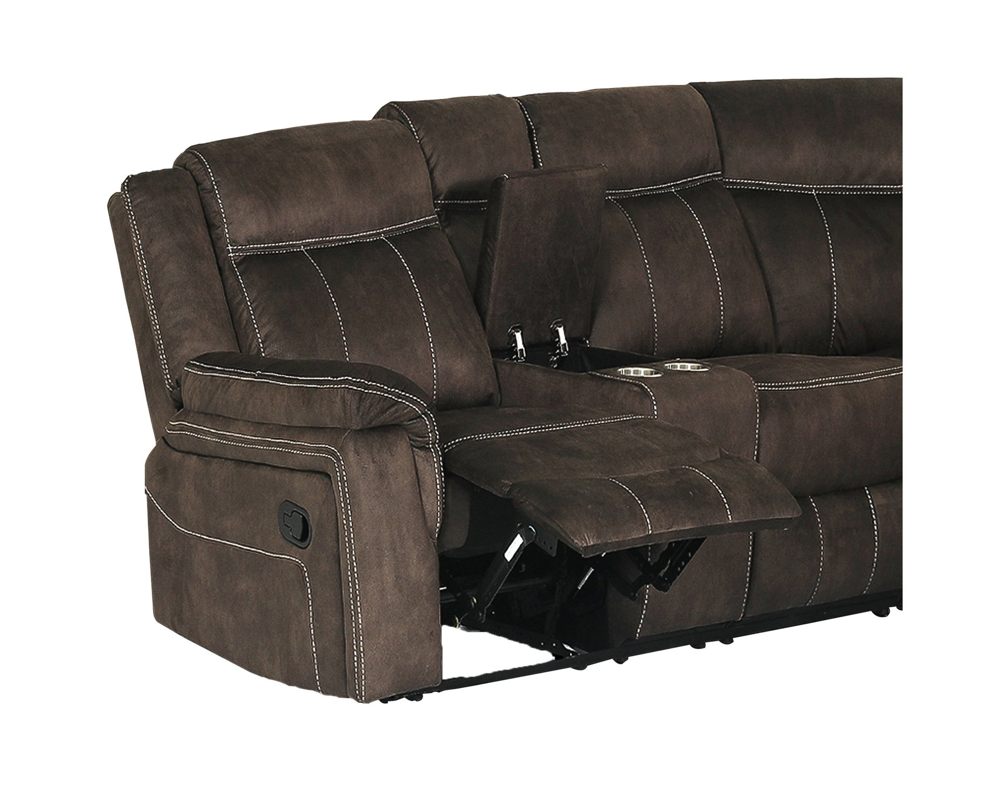 Transitional Reclining Sectional Sofa, Soft Fabric Seat With Cup ...
