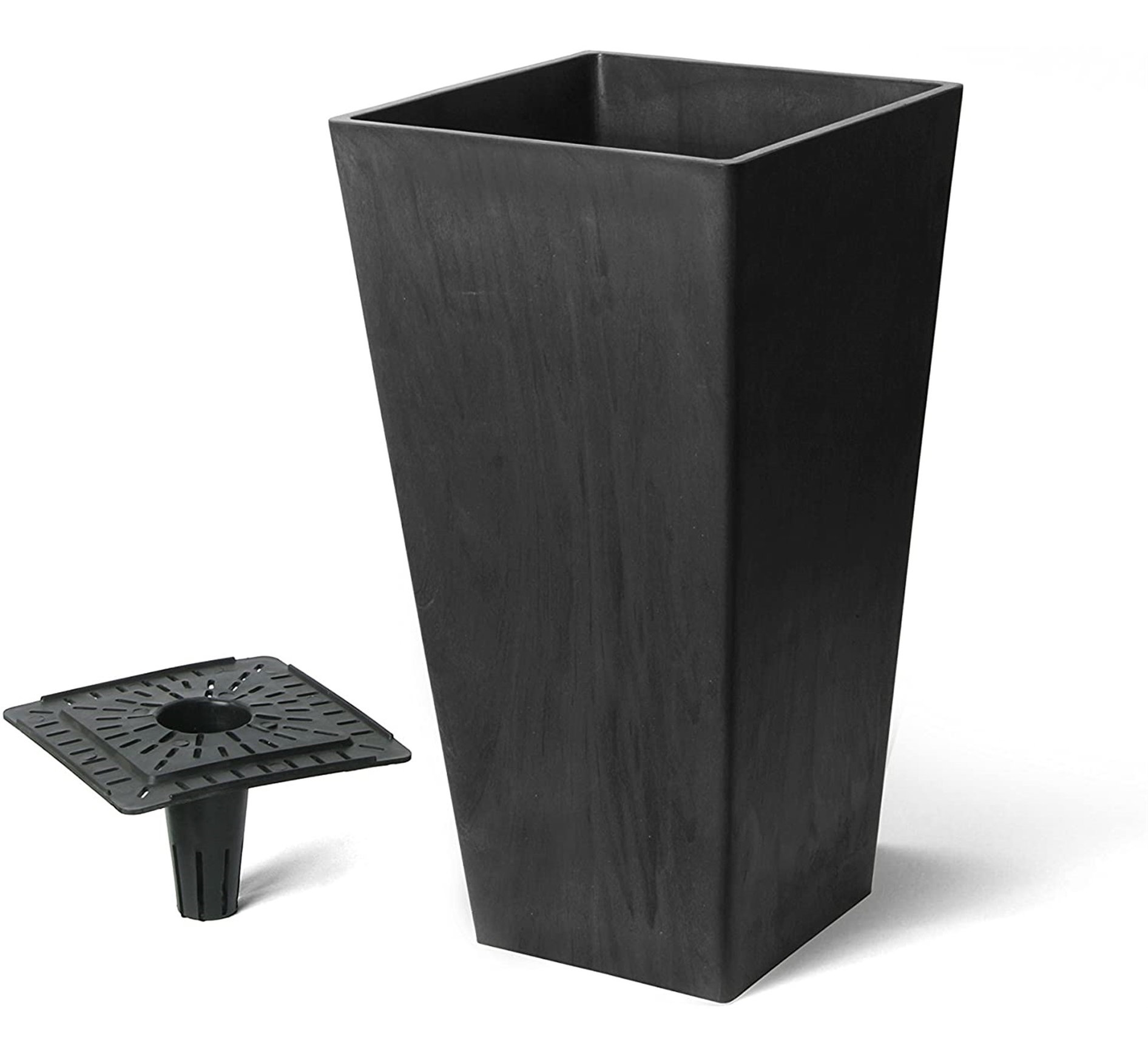 Algreen Valencia Square Flower Pot/Planter, Black, 10" x 20 ...