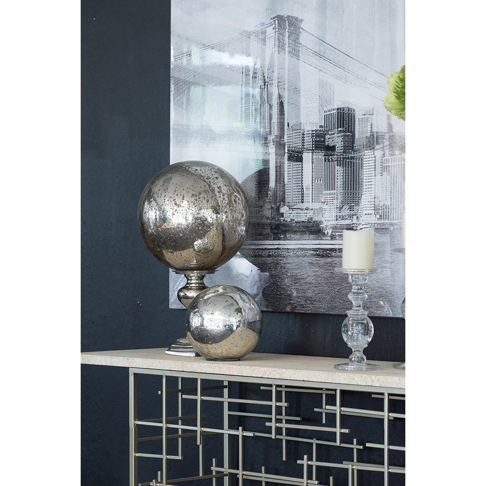 A&B Home 8" Textured Silver Hammered Glass Sphere - Contemporary ...