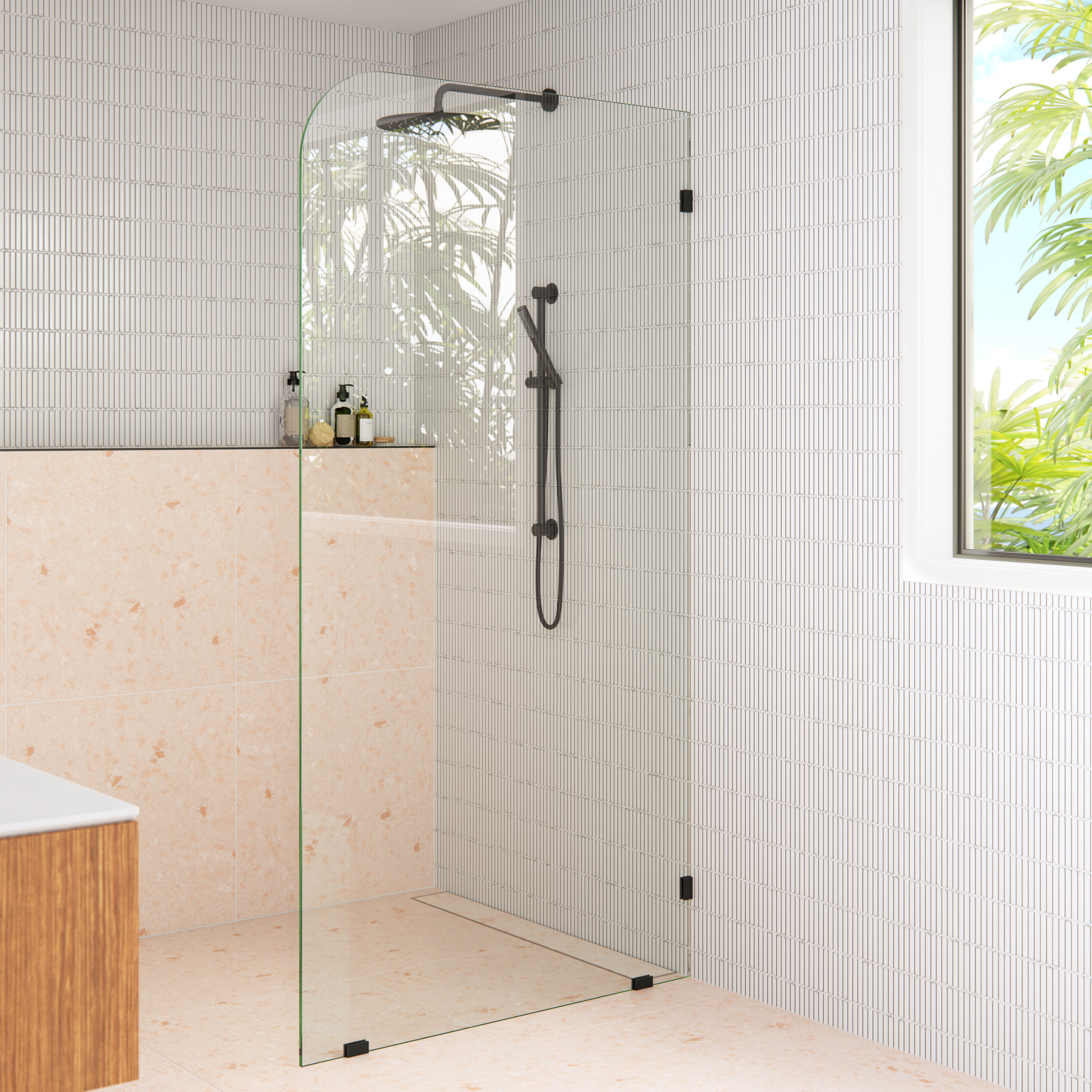 40"x78" Frameless Shower Door Single Fixed Panel Radius - Contemporary ...