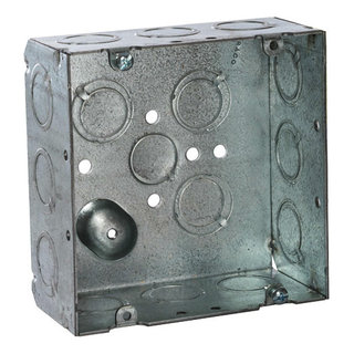 RACO® 8257 Square Box with Combination 1/2" & 3/4" Knockouts, 4-11/16 ...