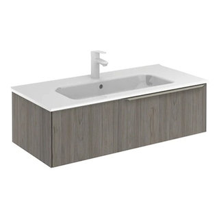 Mio Collection 1 Drawer Vanity With Ceramic Top, Grey Elm, 40" - Modern ...