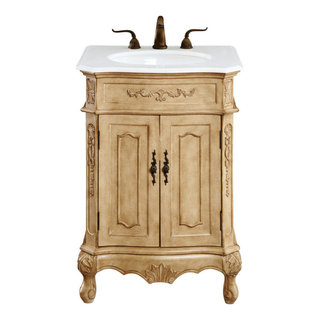 Elegant 24" Single Bathroom Vanity in Antique Beige - Victorian ...