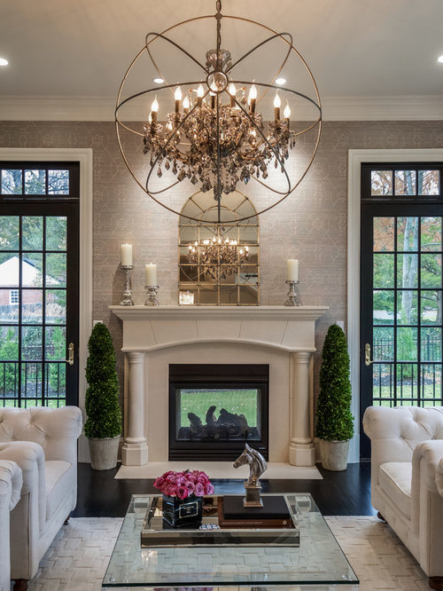 Transitional Living Room Design Ideas, Remodels & Photos with a Plaster ...