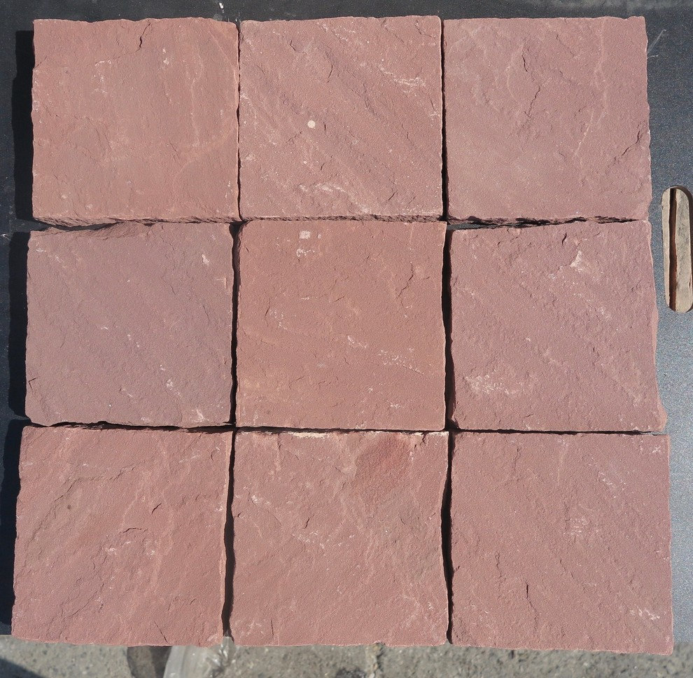 Mahogany Sandstone Tiles, Split Edge Finish, 6"x6", Set of 80 ...