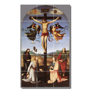 Raphael Religious Painting Ceramic Tile Mural #60, 12.75" Wide x 21.25 ...