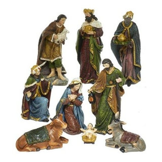 Kurt Adler 1.75"-8" Polyester Nativity Tablepieces, 9-Piece Set ...