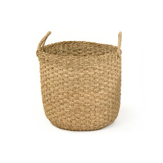 Cylindrical Woven Basket With Handles, Large - Beach Style - Baskets ...