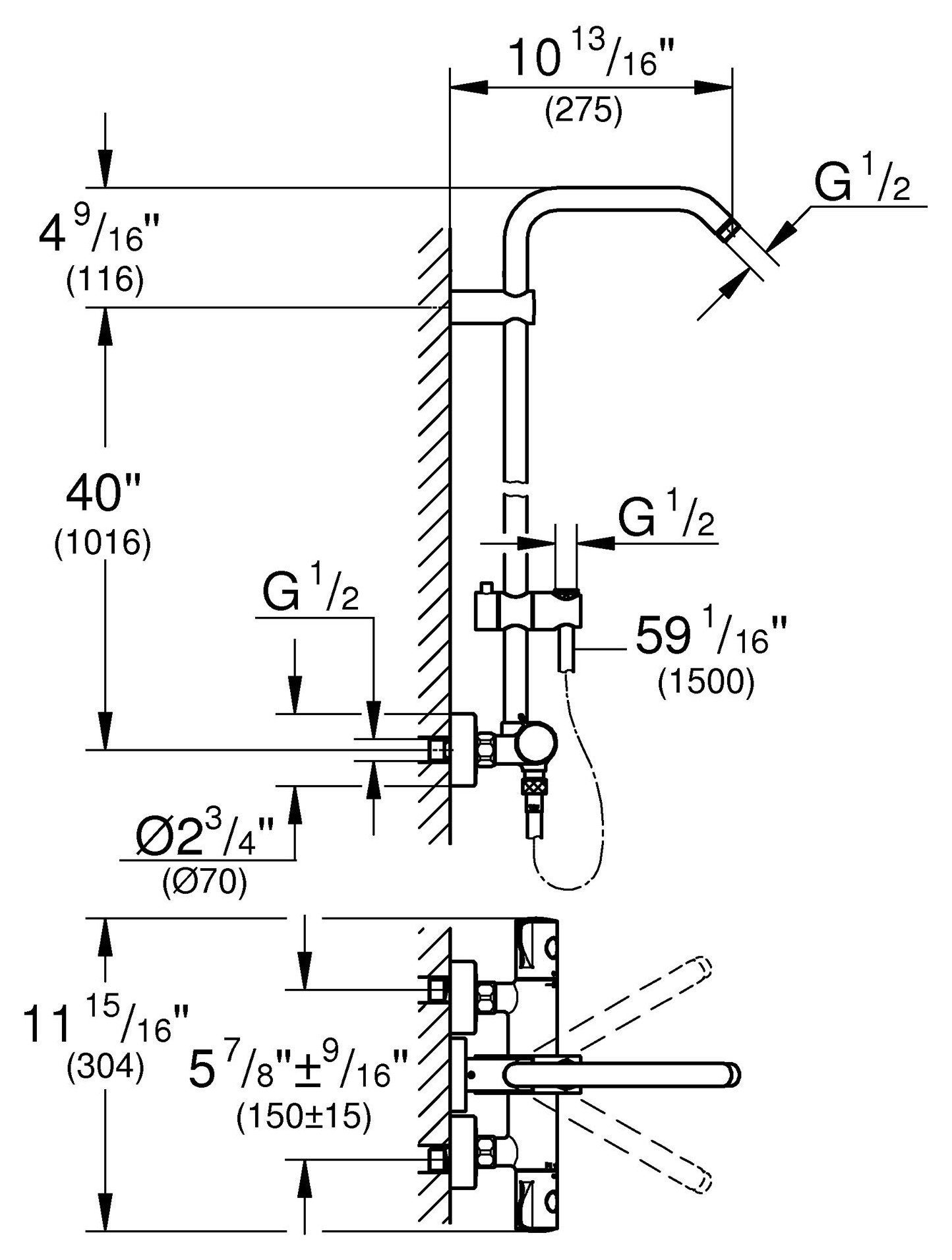 Grohe 26 421 New Tempesta Double Handle Thermostatic Shower - Tub And ...