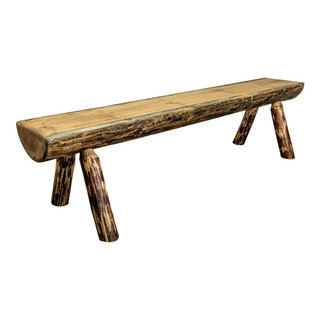 Glacier Country Collection Half Log Bench, Exterior Stain Finish, 5 ...