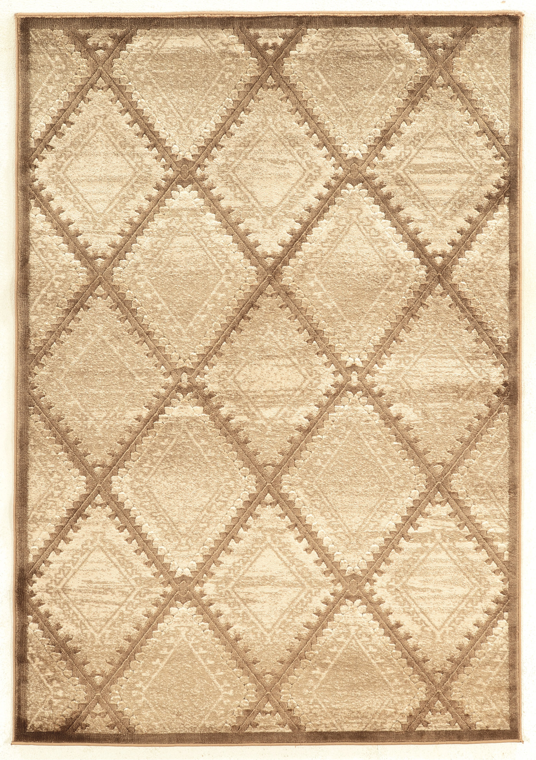 11 X 8 Feet Power Loomed Polyester Rug with Geometric Design, Beige and ...