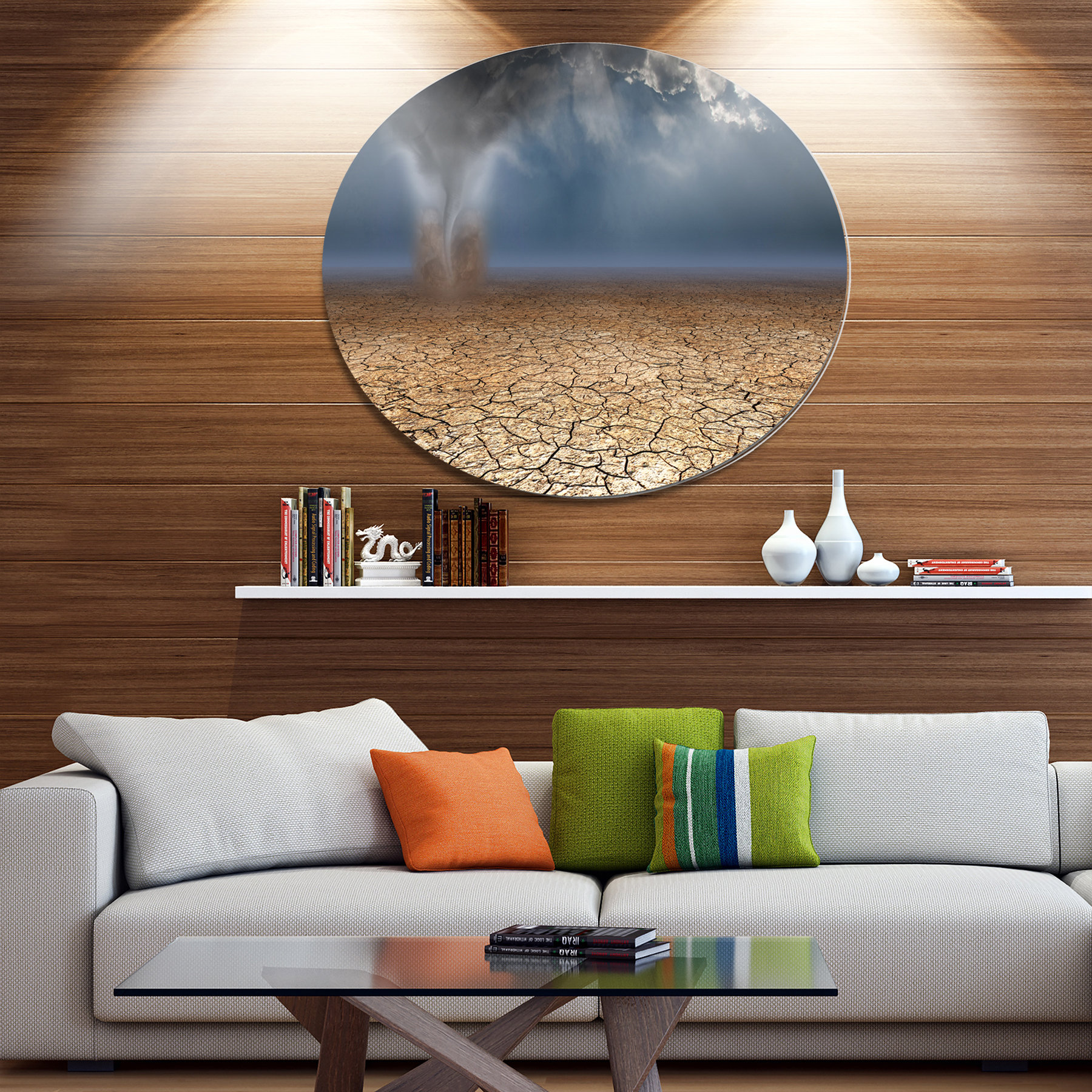Dust Devil In The Desert, Landscape Large Disc Metal Wall Art, Disc of ...