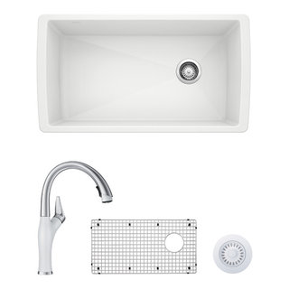Blanco Diamond Super Single Sink Kit with Pull-Down Faucet, 33.5-in L x ...