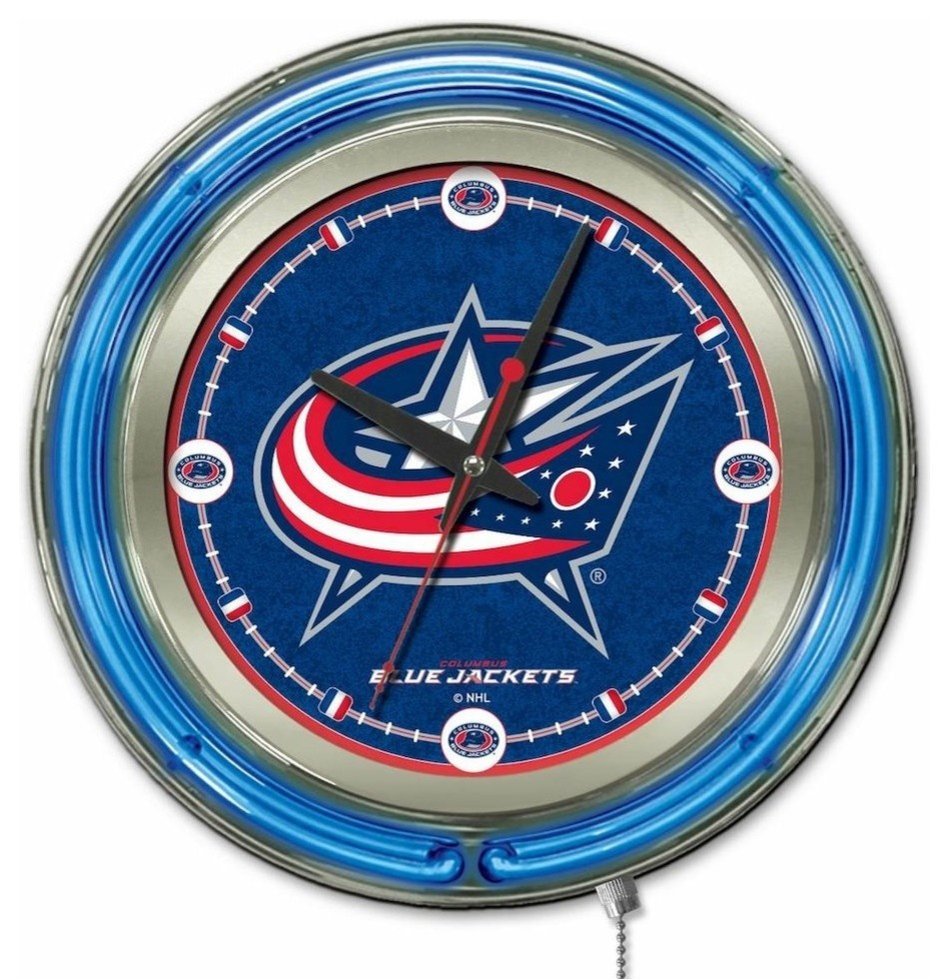 Columbus Blue Jackets Neon Clock - Contemporary - Wall Clocks - by ...