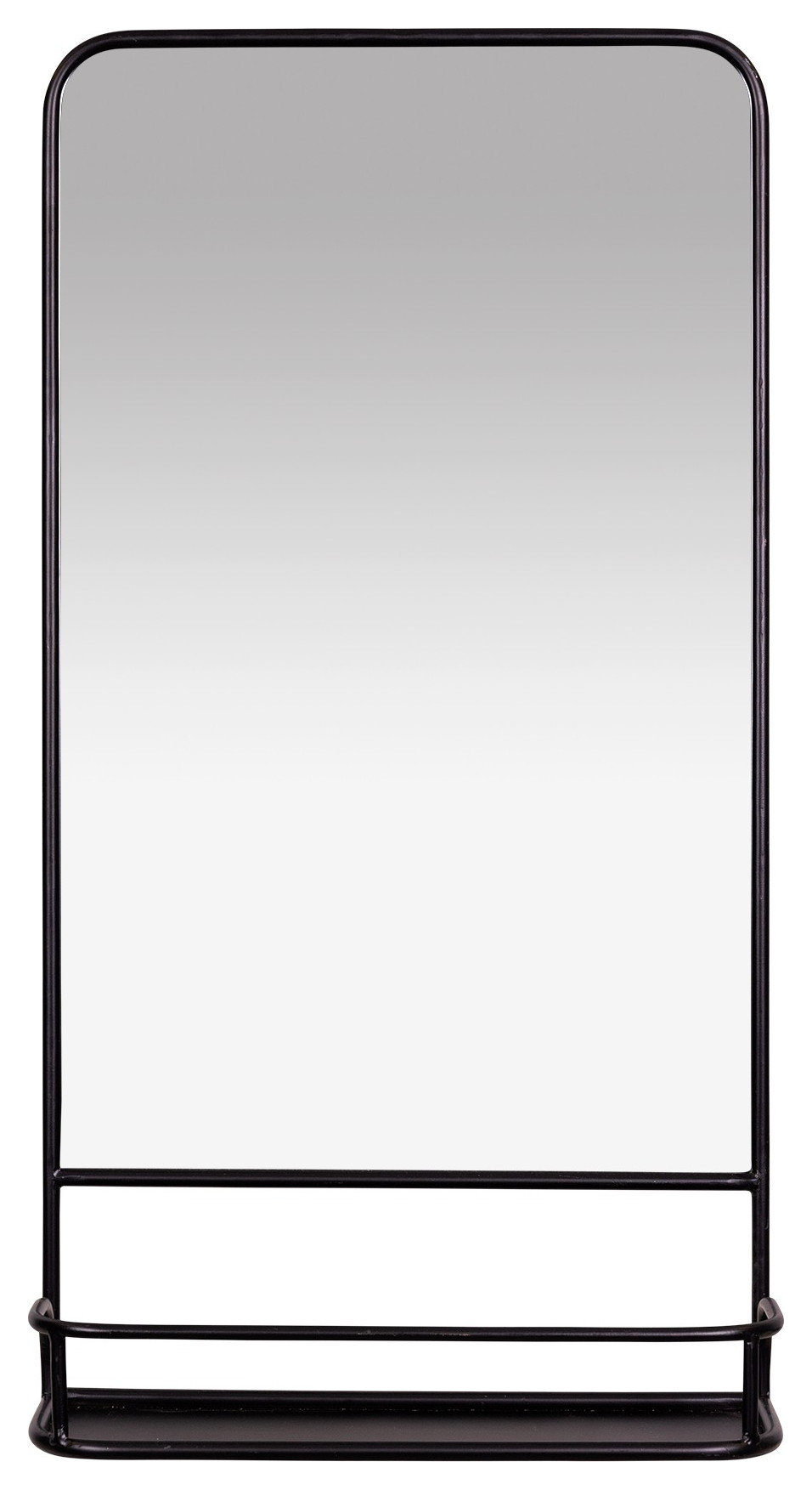 Black Rectangular Wall Mirror With Shelf - Transitional - Bathroom ...