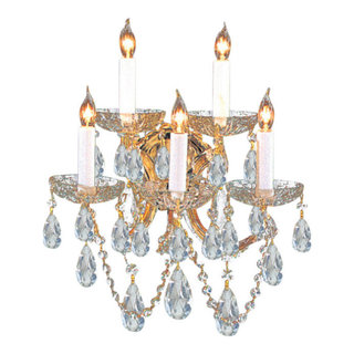 Maria Theresa 5 Light Swarovski Strass Crystal Gold Sconce, 13.5'' W x ...